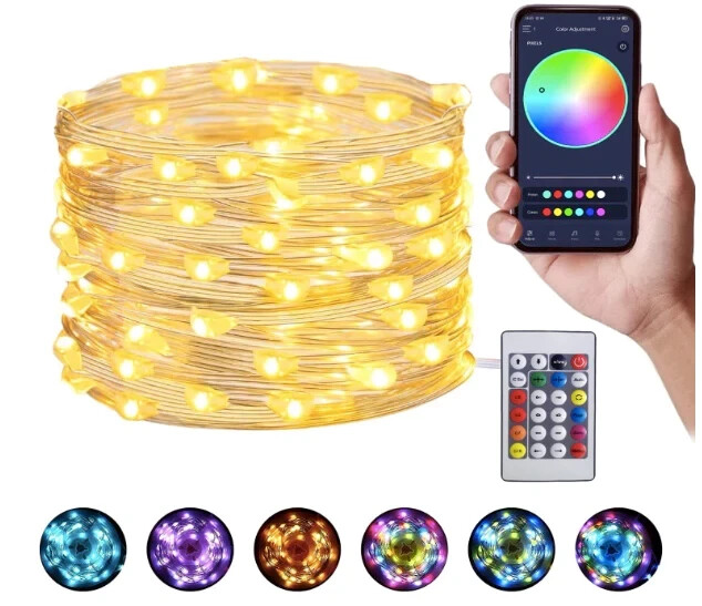 10 Meters LED Strip Lights with Bluetooth App, Remote Controller RGB ...