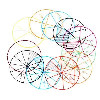 1Set Kids Math Toys For Children Math Numbered Fractions Circles Math ...