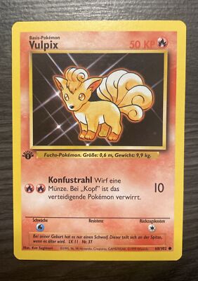Pokemon Card VULPIX 1st Edition 68/102 Vintage GERMAN Base Set LP | eBay