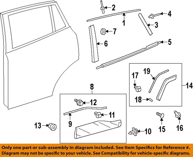Genuine OEM Toyota 75061-0r010 Right Outside Wheel Opening Molding 2019 ...