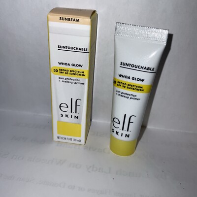 ELF Skin Suntouchable Whoa Glow Primer Sheer Peach Shimmer SPF 30 0.34 ...
