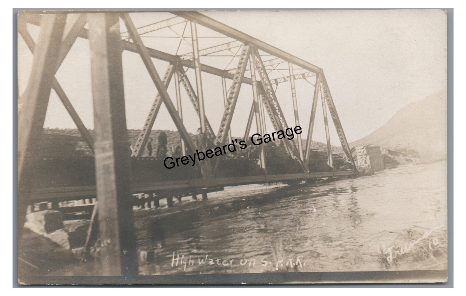 RPPC Flood, High Water SOUTHERN PACIFIC RAILROAD Bridge CA? Real Photo ...