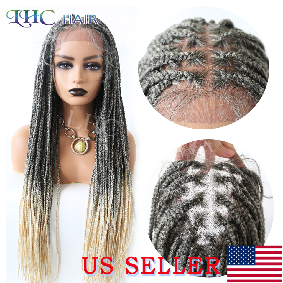 Swiss Lace Front Afro Box Braided Wig For Black Women Synthetic ...