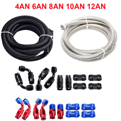 6AN 8AN 10AN 12AN Nylon Braided Fuel Line Kit Oil Gas Fuel Hose Line ...