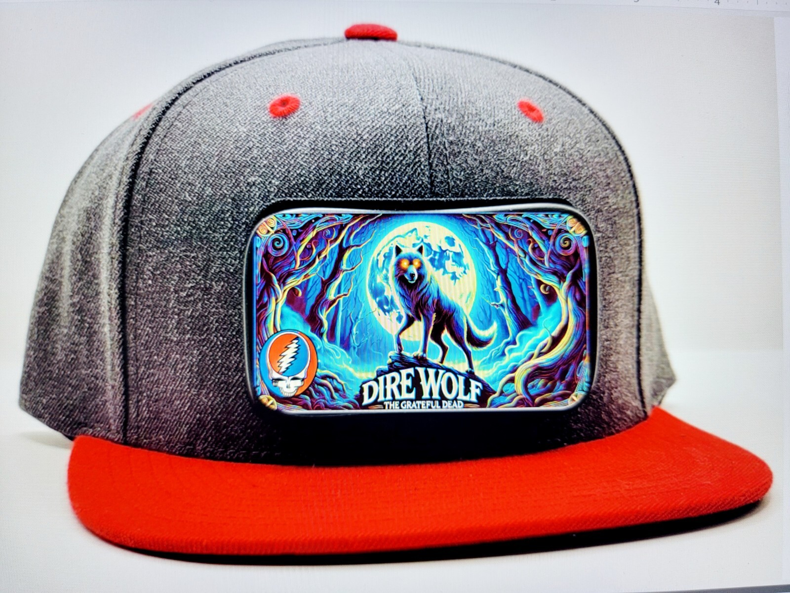 Grateful Dead Dire Wolf Hat, Removeable Metal Patch,Snapback | eBay