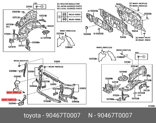 Genuine OE Clip, 90467T0007 for TOYOTA 90467-T0007 | eBay