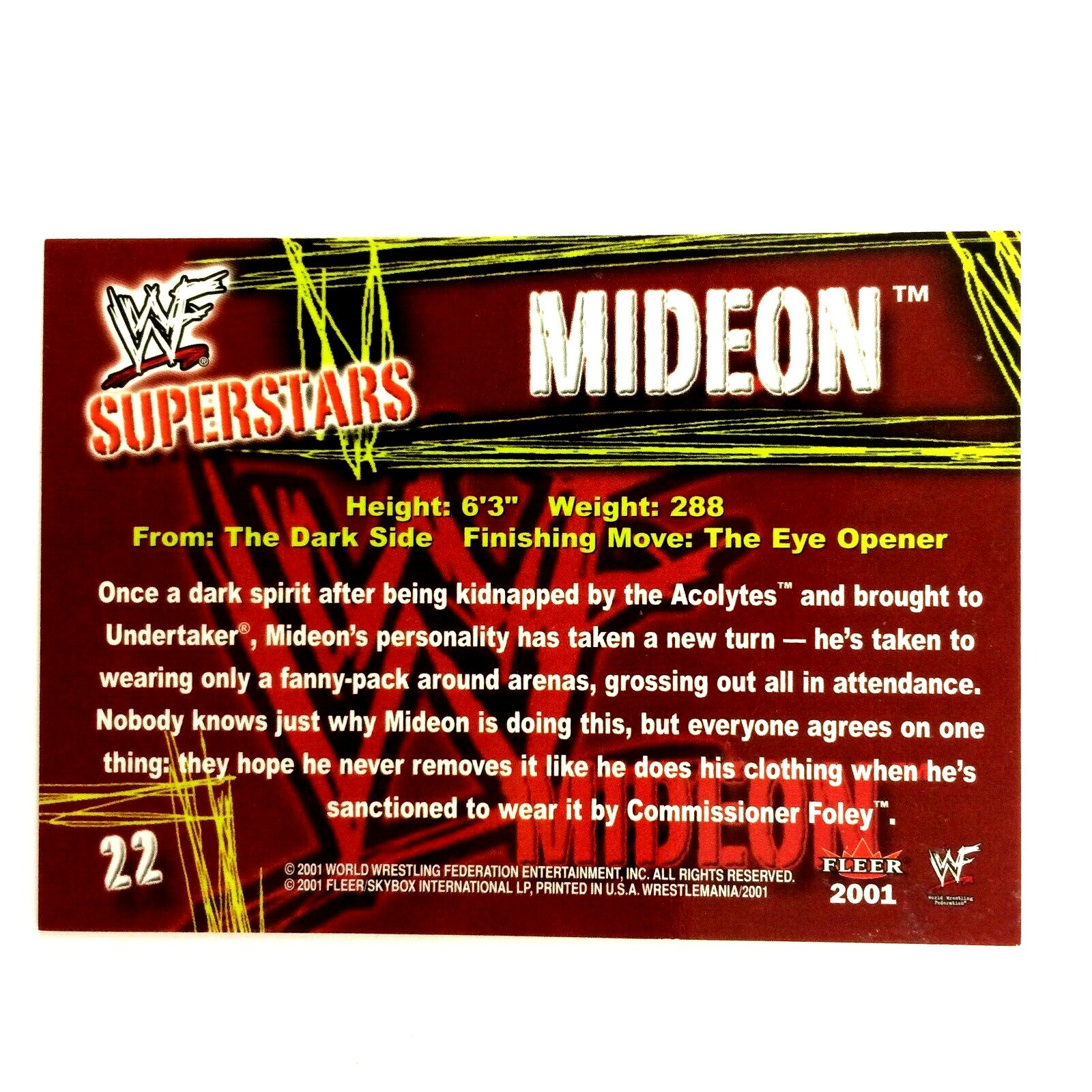 2001 Fleer WWF Wrestlemania - #22 Mideon for sale online | eBay