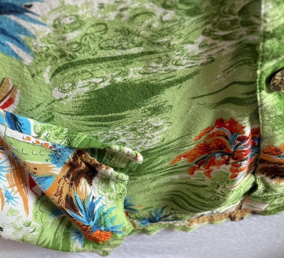 Presence Clothing CO Hawaiian Shirt Men SZ XLARGE Green Palm Trees ...