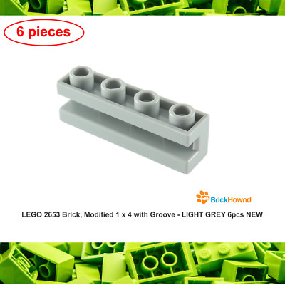 LEGO 2653 Brick, Modified 1 x 4 with Groove - LIGHT GREY 6pcs NEW ...