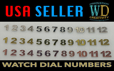 Watch Dial Hour Numbers Markers Steel MOD Sticker Silver Gold Rose Gold ...
