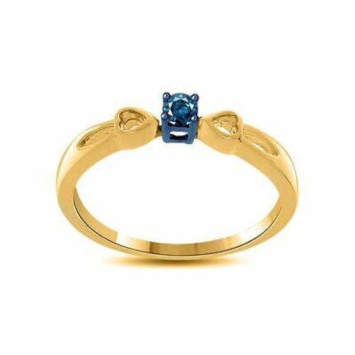 1/10 Carat Real Blue Diamond Solitaire Engagement Ring Sterling Silver ...