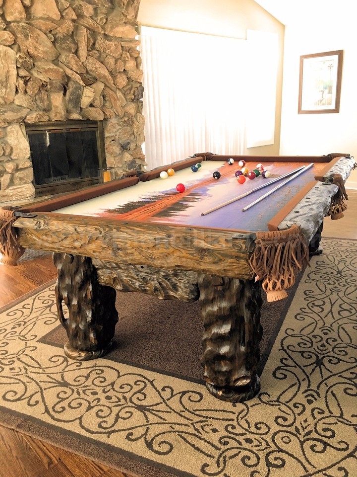 Wilderness 8' Hand-Crafted Rustic Log Pool Table Billiard for Log Home ...