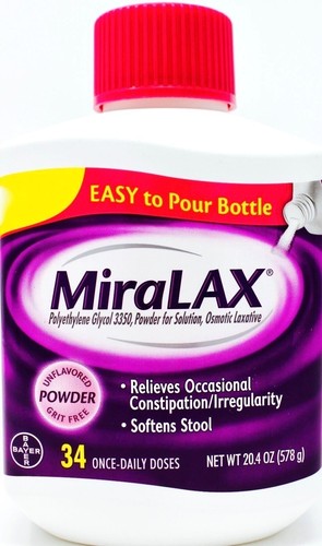 MiraLAX Powder Laxative Polyethylene Glycol Stool Softener Unflavored ...