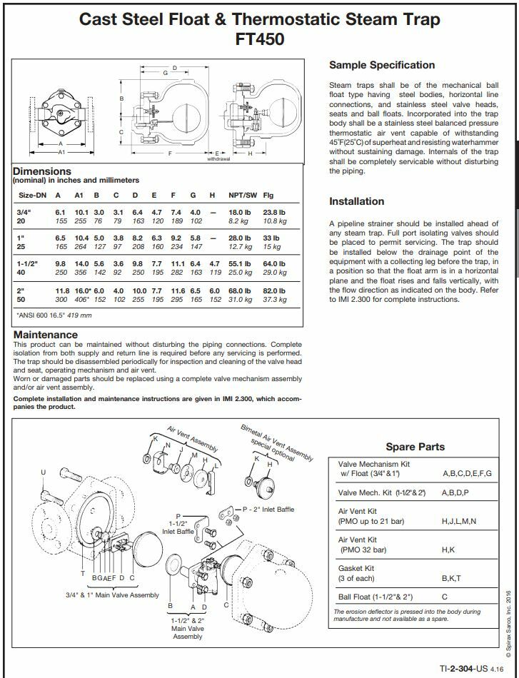 Spirax Sarco Steam Trap Sizing Chart - Infoupdate.org