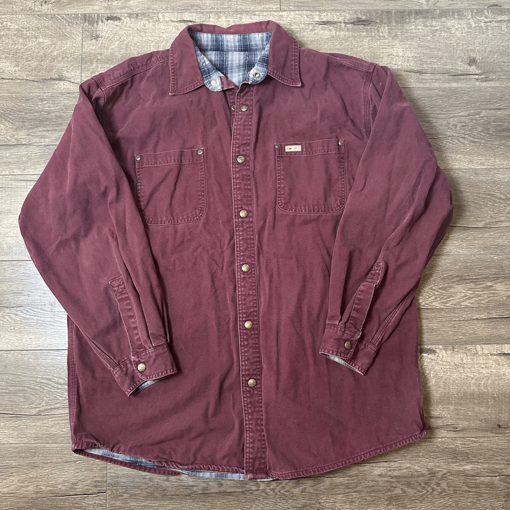 Carhartt mens XL canvas over shirt jacket shacket burgundy maroon ...