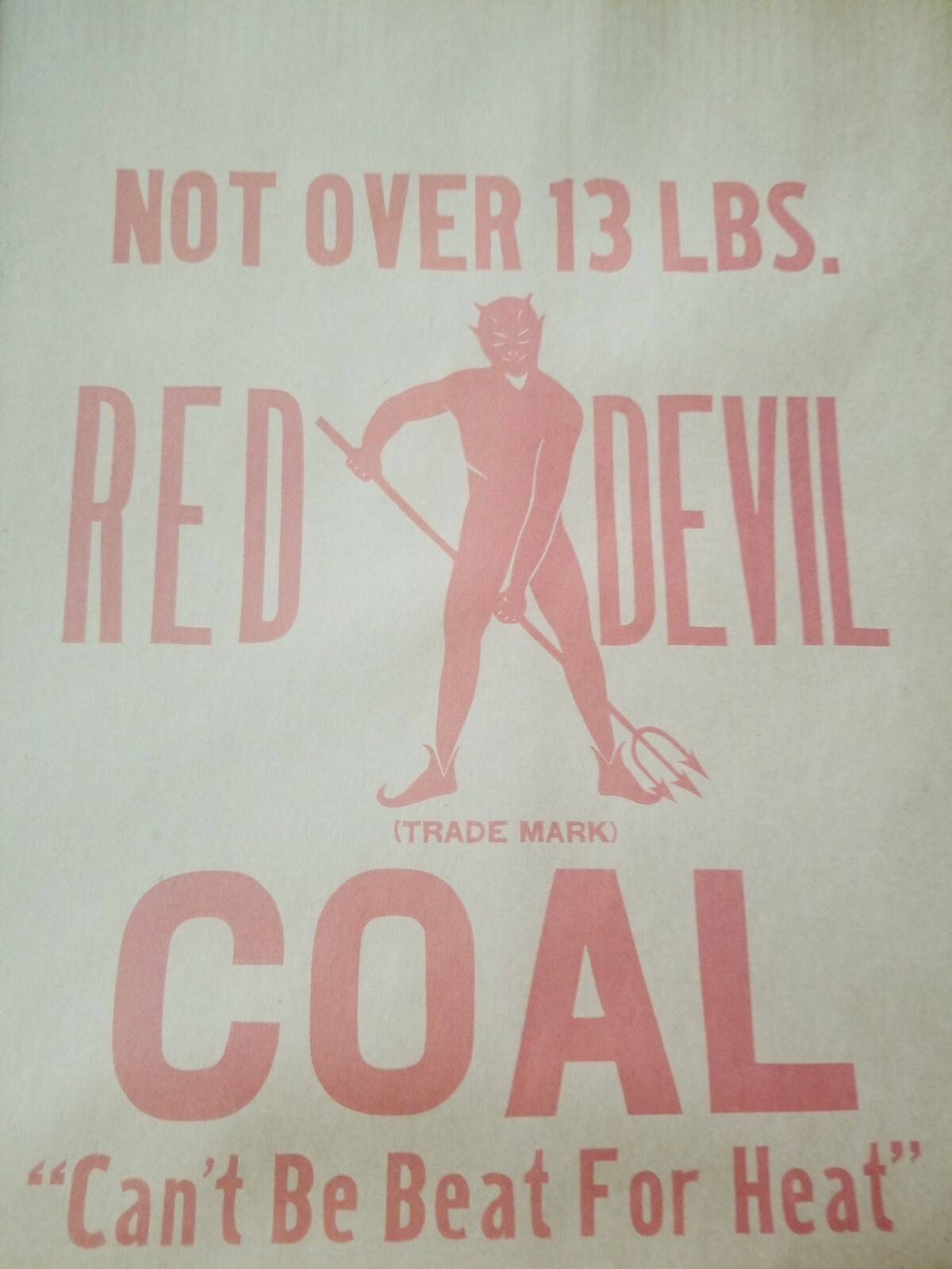 Petersburg Virginia Red Devil Coal Heavy Paper Coal Bag-Wells Coal ...