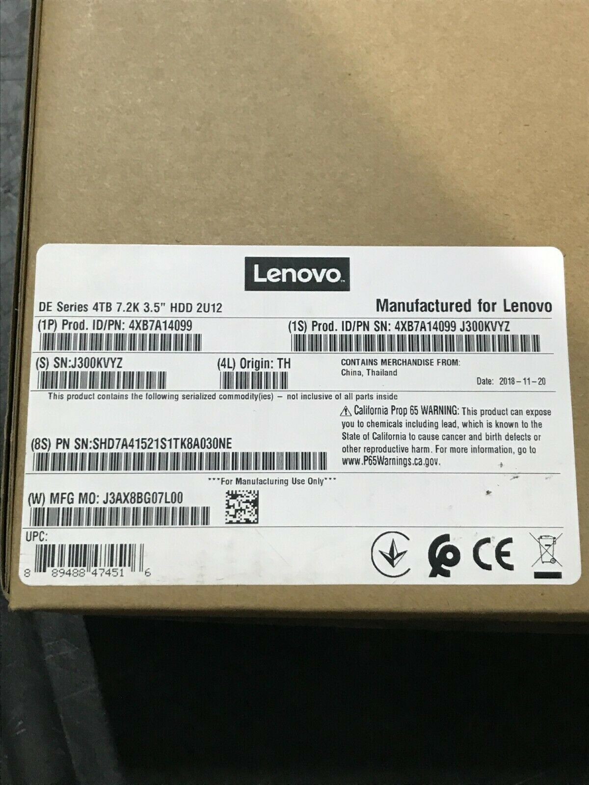 NEW 4XB7A14099 Lenovo ThinkSystem DE Series 4TB 7.2K 3.5" HDD 2U12 ...