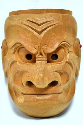 Wooden! Japanese Traditional Noh Mask Demon BESHIMI Samurai Kagura ...