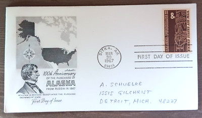 ALASKA 100th anniv seward's folly PURCHASE 1967 MAP ARTMASTER CACHET ...