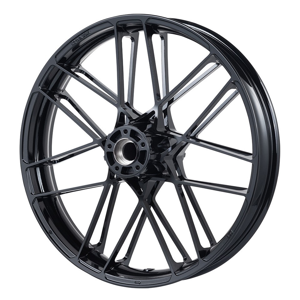 Sleek Double-Spoke Wheel 21 inch All Black Front Wheels Fits 09+ Halrey ...
