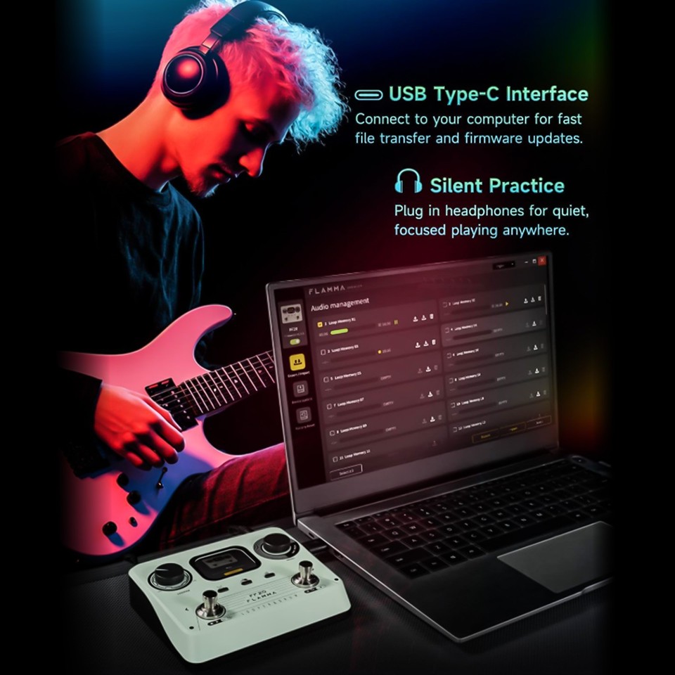 FLAMMA FF20 Looper Pedal Drum Machine Drum Looper Guitar Pedal 300 Min ...