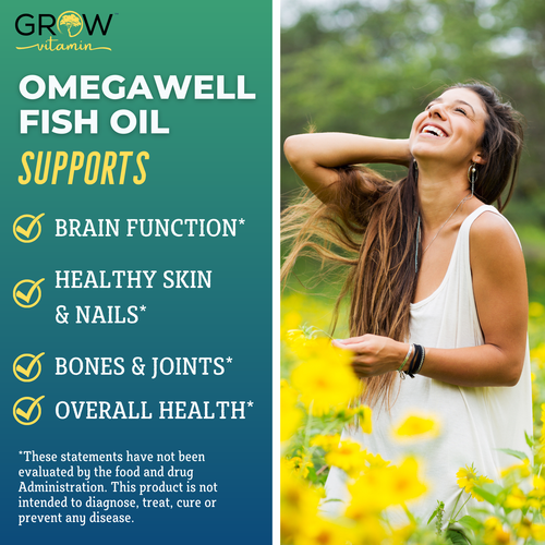 Grow Vitamin Omega 3 Fish Oil - 2,000mg, Extra Strength, Coated for 3x ...