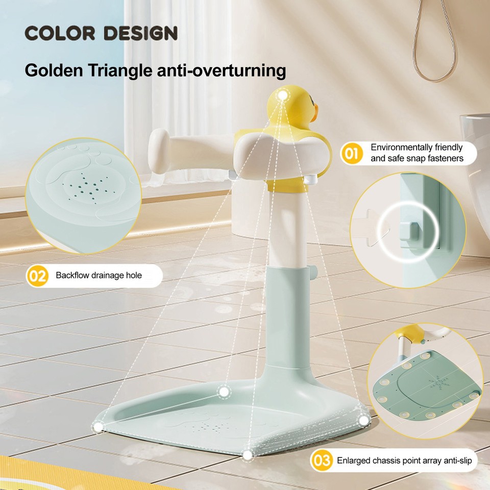 Anti Slip Baby Shower Stand One Step Setup Duck Cartoon ABS 8 24 Months ...