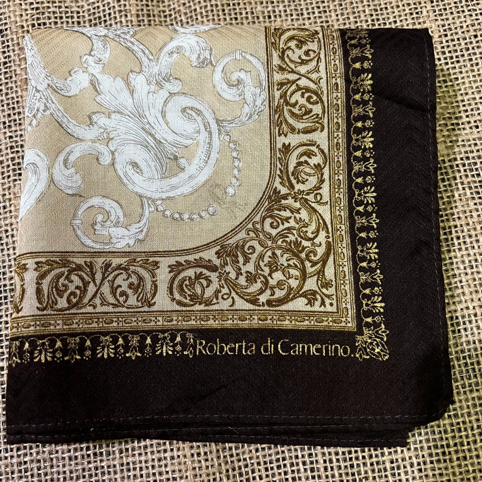 GOLD BROWN MEN HANDKERCHIEF ART FLORA PAISLEY CLASSIC COTTON POCKET ...