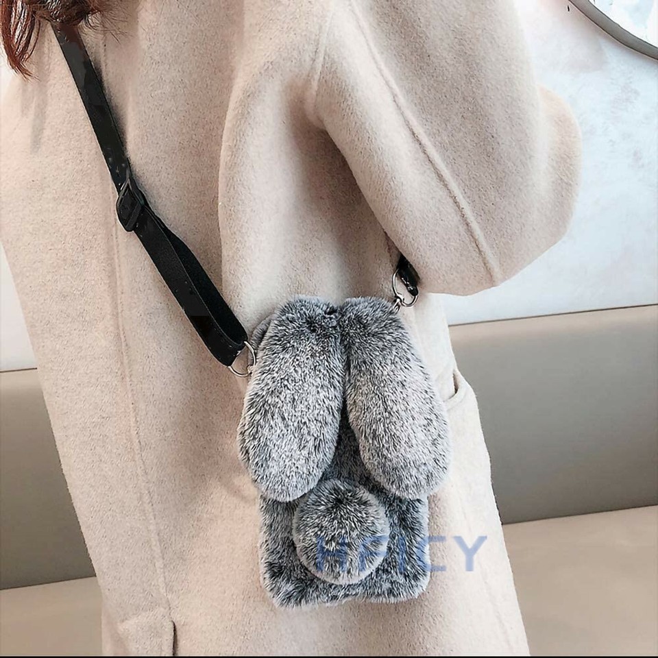 For Google Samsung Soft Phone Case Cute Bunny Rabbit Fur Plush Fuzzy ...