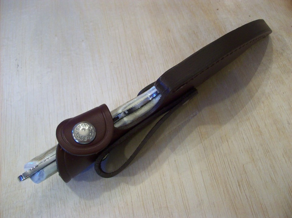 CUSTOM BUCK KNIFE 694 STAG GOLD PLATED BATTLING BUCKS CUTOUT BLADE NOS ...