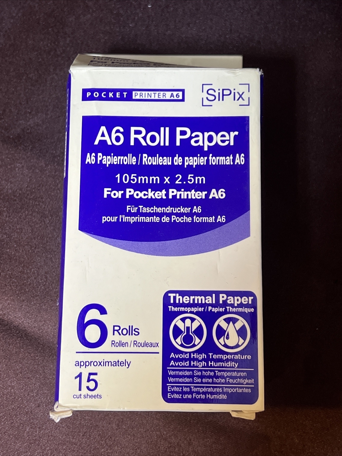 SiPix 6 Rolls A6 Roll Paper For Use With Pocket Printer A6 Sealed Rolls ...