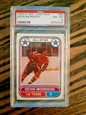1975 OPC HOCKEY WHA set break #63 KEVIN MORRISON ROOKIE ALL STAR PSA 8 ...