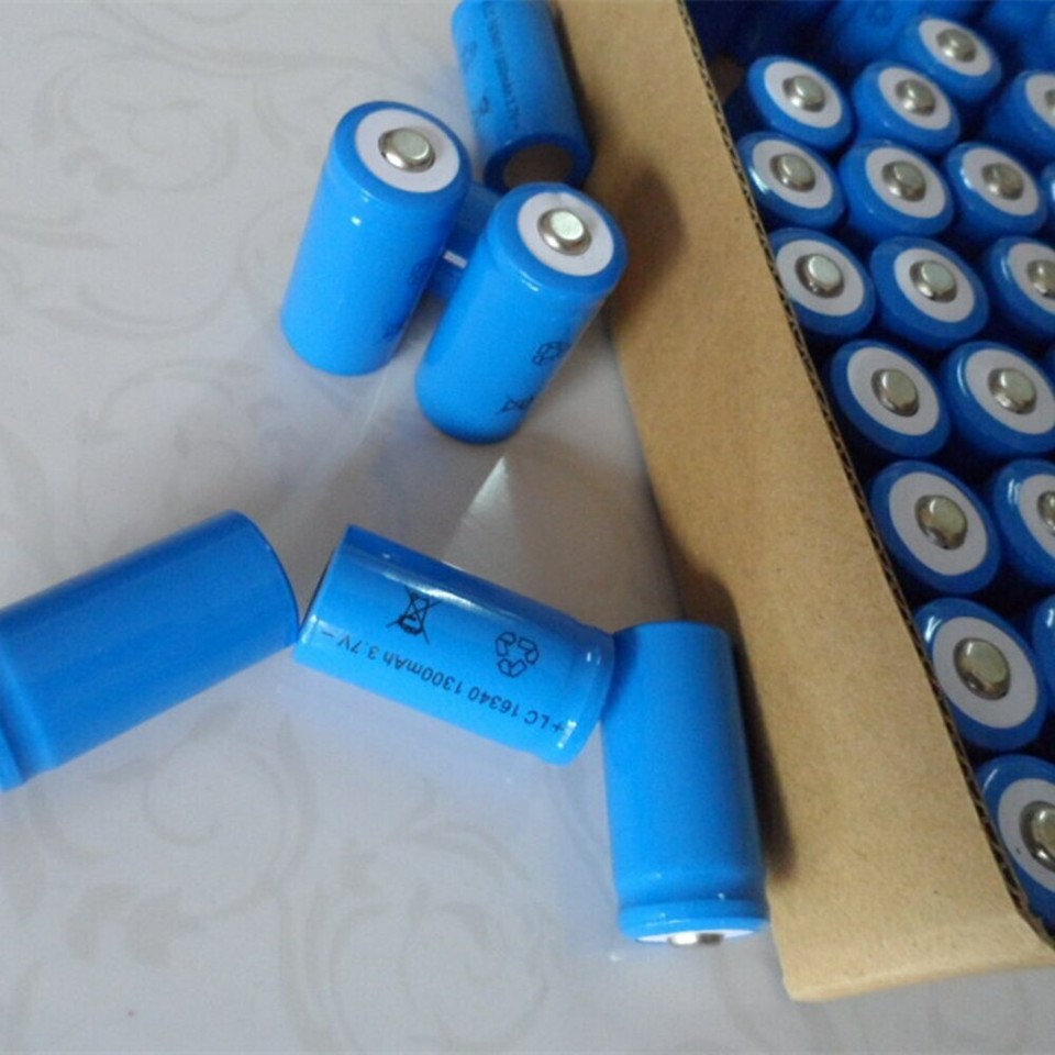 16340 1300mAh 3.7V Li-ion Rechargeable Batteries CR123A For LED ...