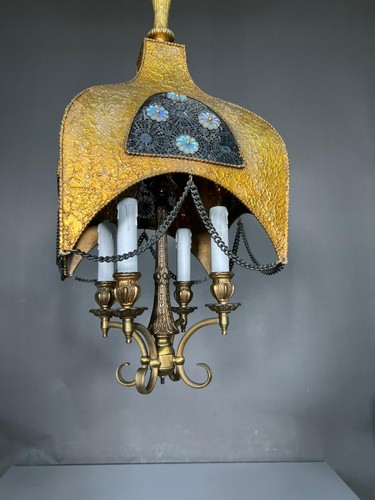 Vintage Brass Gothic Bohemian Filigree 4-Light Chandelier Ornate ...