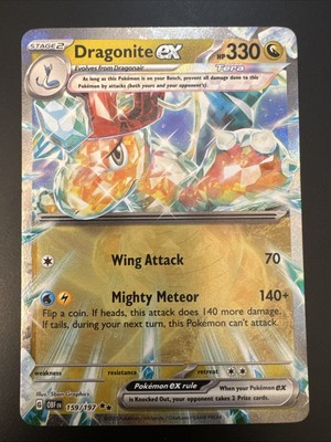 Pokemon Card Dragonite ex 159/197 Double Rare Obsidian Flames Pack ...