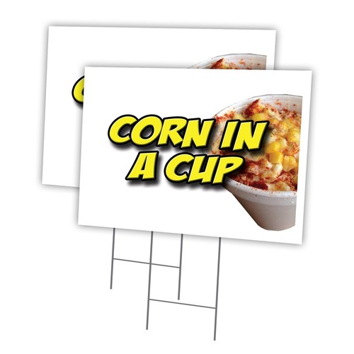 Corn in A Cup 2 Pack of 12" x 16" Yard Sign & Stake | Advertise Your ...