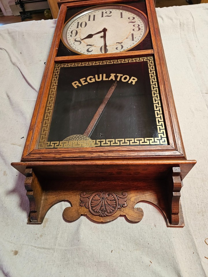 Ingraham regulator clock/36 x16 x5/time only/pen and key/ sat for 20 ...