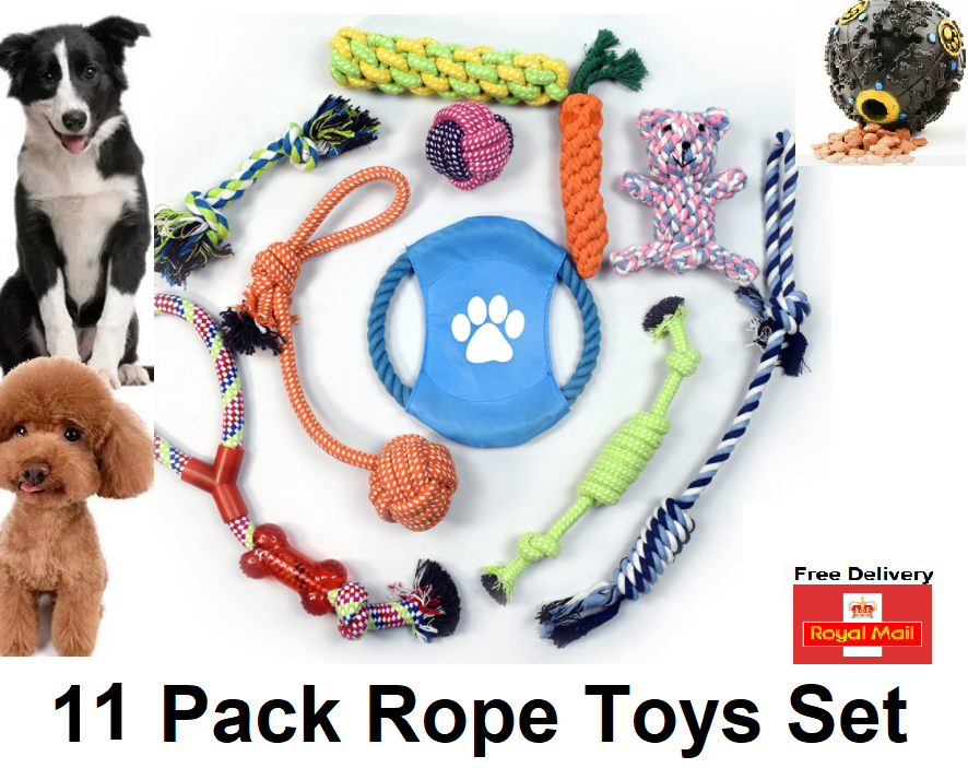 10/12 Pcs Dog Rope Toy Set Tough Strong Chew Knot Pet Toys with Food ...