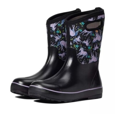 BOGS | Rain Boots Classic II Unicorn Awesome Black Purple Youth Sz 5 | eBay
