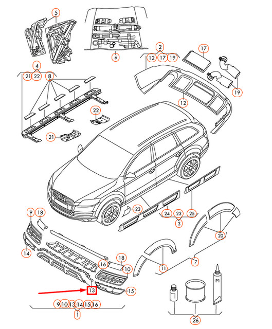 Audi OEM 10-15 Q7 Front Bumper Grille-valance Panel 4L0071609A1QP for ...