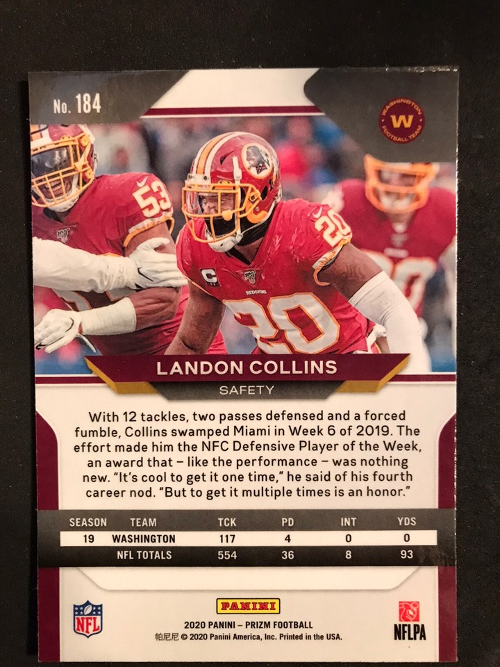 2020 Panini Prizm - Landon Collins - Washington Commanders #184 | eBay