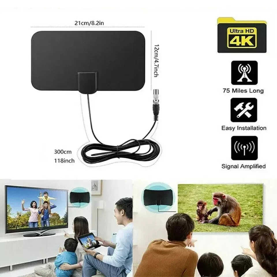 8000Miles Portable TV Antenna Indoor Outdoor Digital HD Freeview Aerial ...