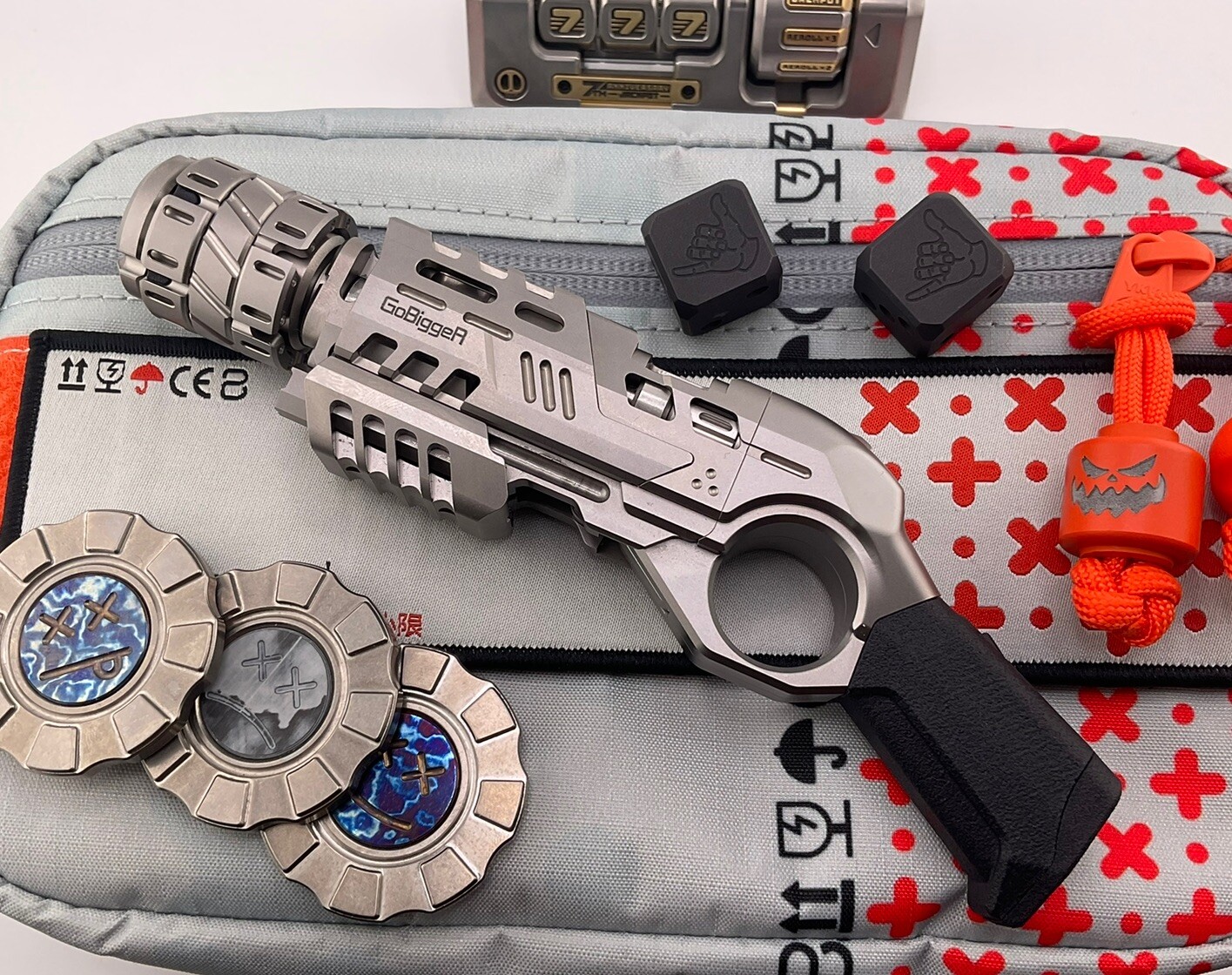 GoBigger EDC Punnk Titanium Me Mechanical Fidget Gun With Silencer Rare ...