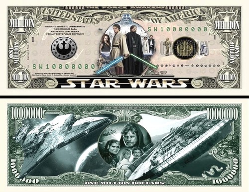 Star Wars Set Of 7 Million Dollar Bill Funny Money Novelty Notes