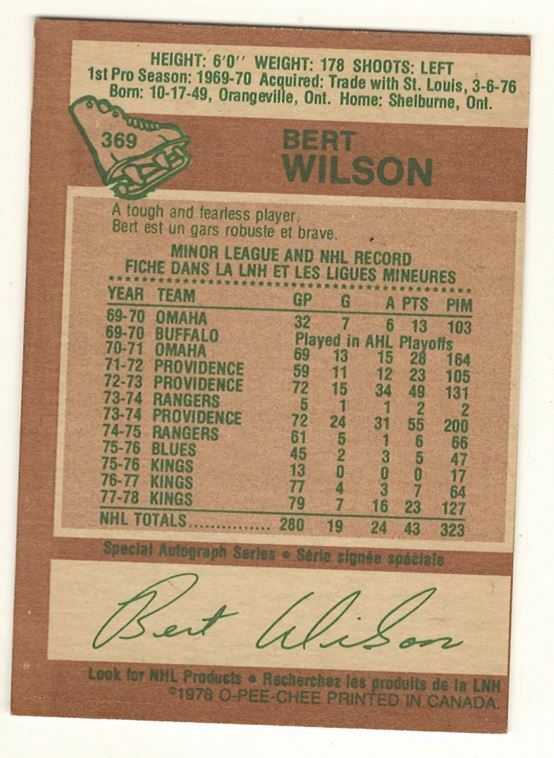 1978-79 O-Pee-Chee - #369 Bert Wilson for sale online | eBay