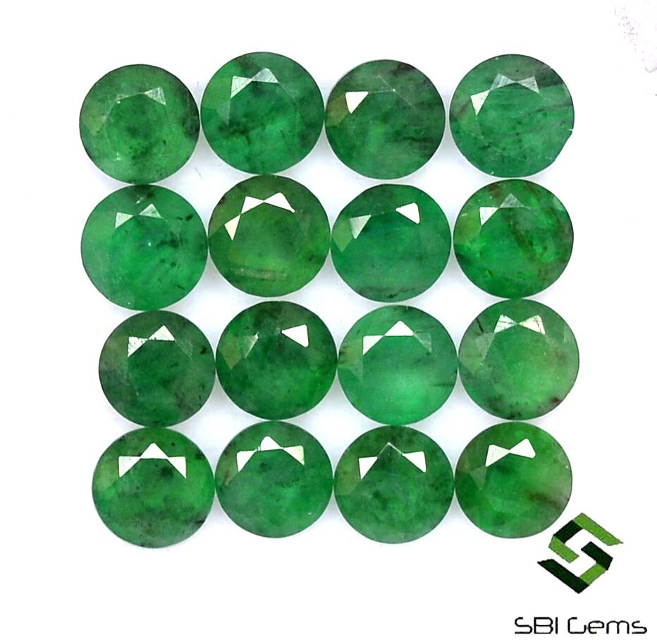 6.77 CTS Natural Emerald Round Cut 5 mm Lot 16 Pcs Untreated Loose ...