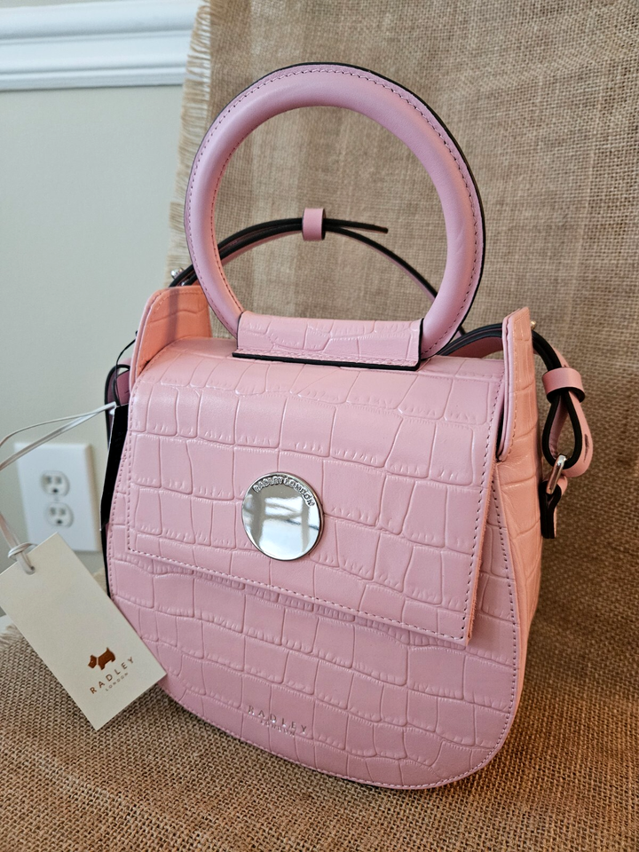 NWT Radley London Rope Walk Faux Croc Pastel Pink Crossbody Handbag | eBay