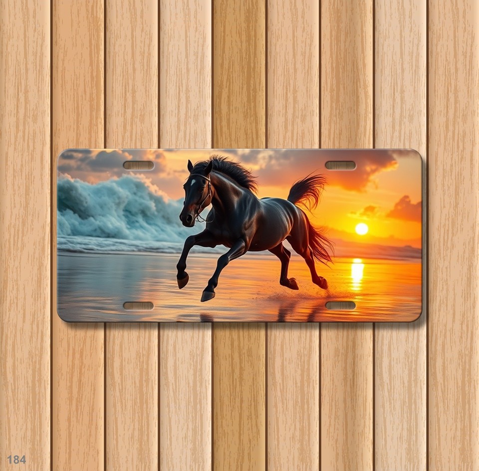 Mustang Horse License Plate Custom Name Option Wild Horse Artwork Art ...