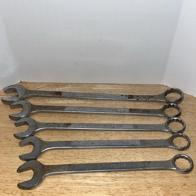 Vtg Wizard 5pc Set Wrenches HR Made in USA Alloy (11/16,15/16,7/8,13/16 ...
