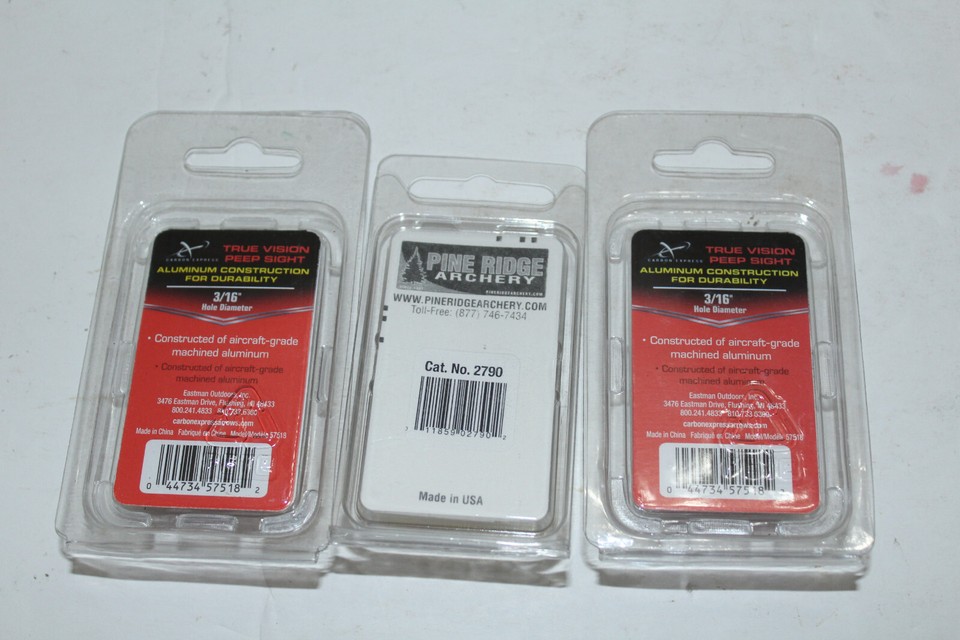 2ea. Carbon Express Aluminum Peep Sight +Pine Ridge Pin Purple Kisser ...